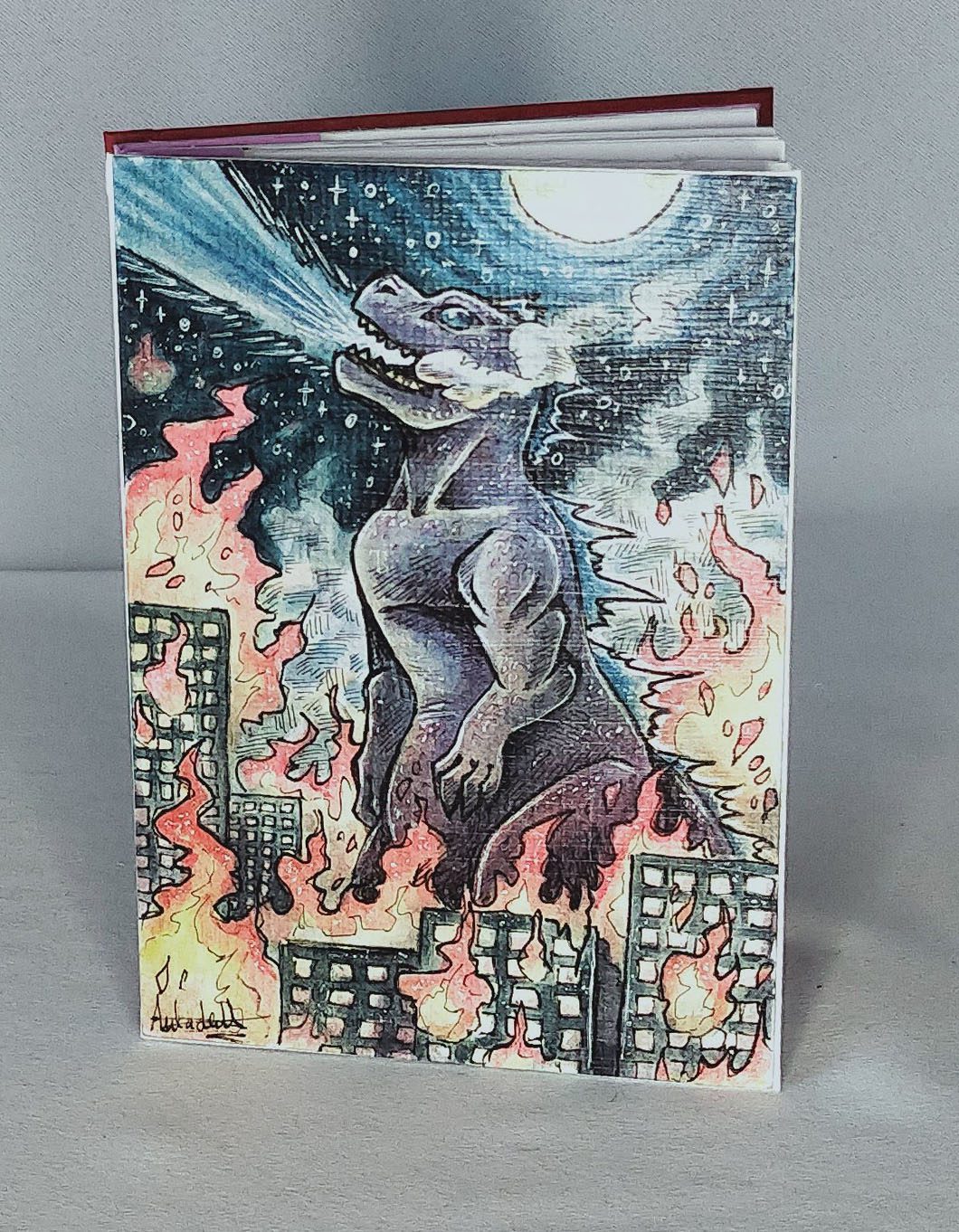 GODZILLA Hand-bound notebook original illustration ⤬⤬⤬ the Black Unicorn
