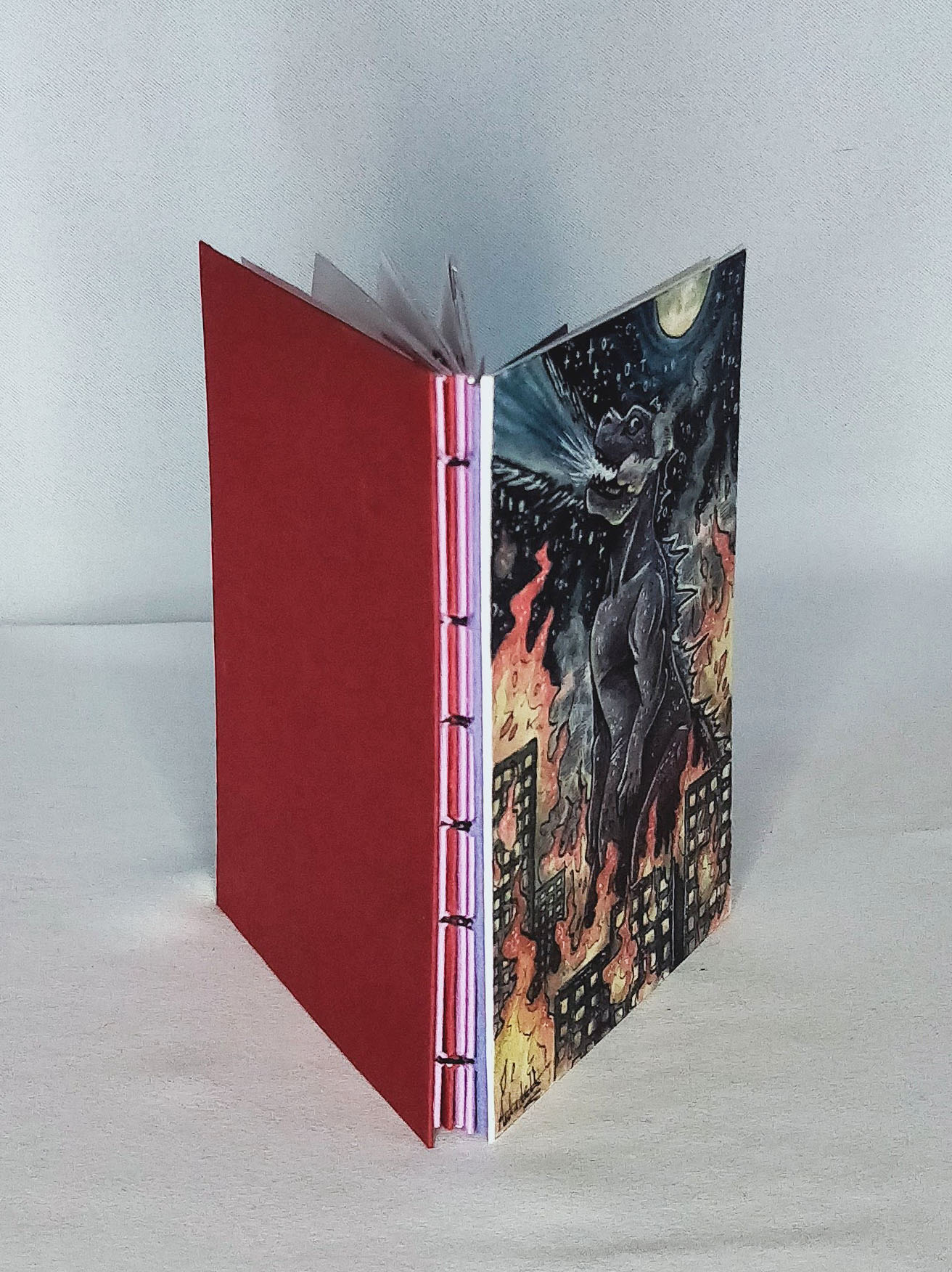 GODZILLA Hand-bound notebook original illustration ⤬⤬⤬ the Black Unicorn